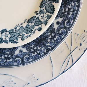 Blue White PLACE SETTING - Mismatched Plates - Dinner Salad Bread ...