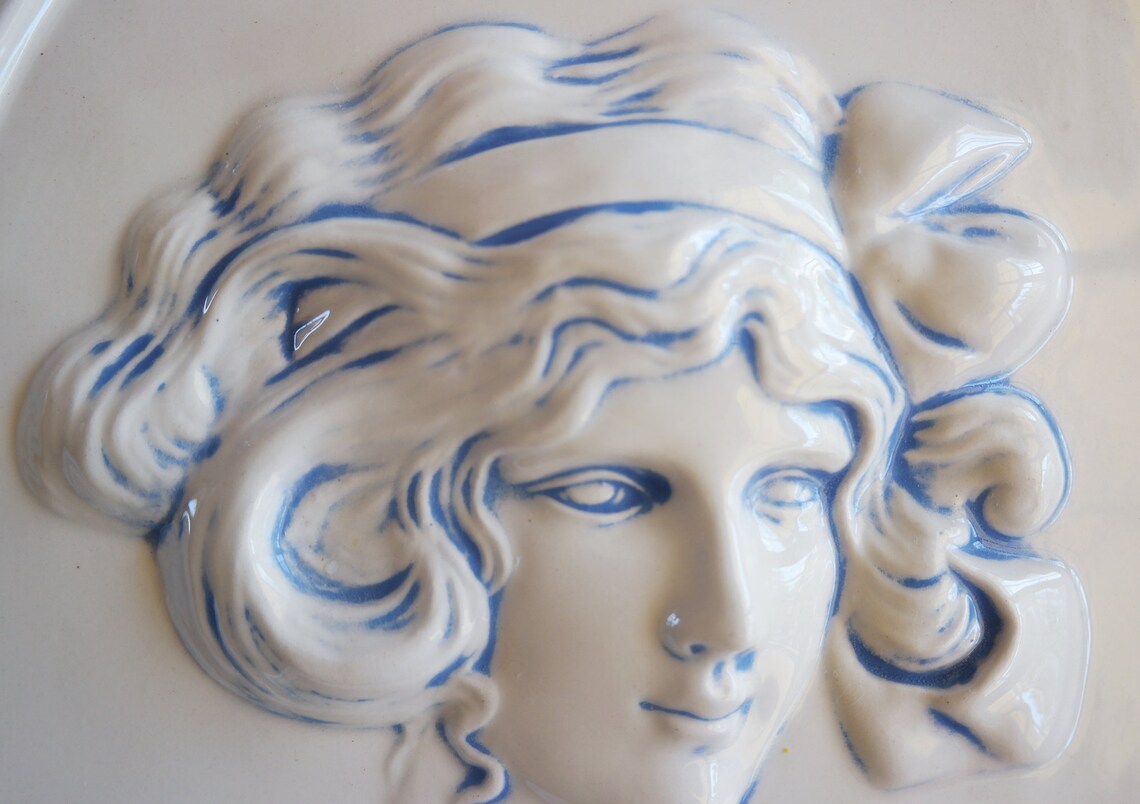 Duncan Ceramic WALL ART PLAQUES - Set of 2 - Lady Portrait Woman Head ...