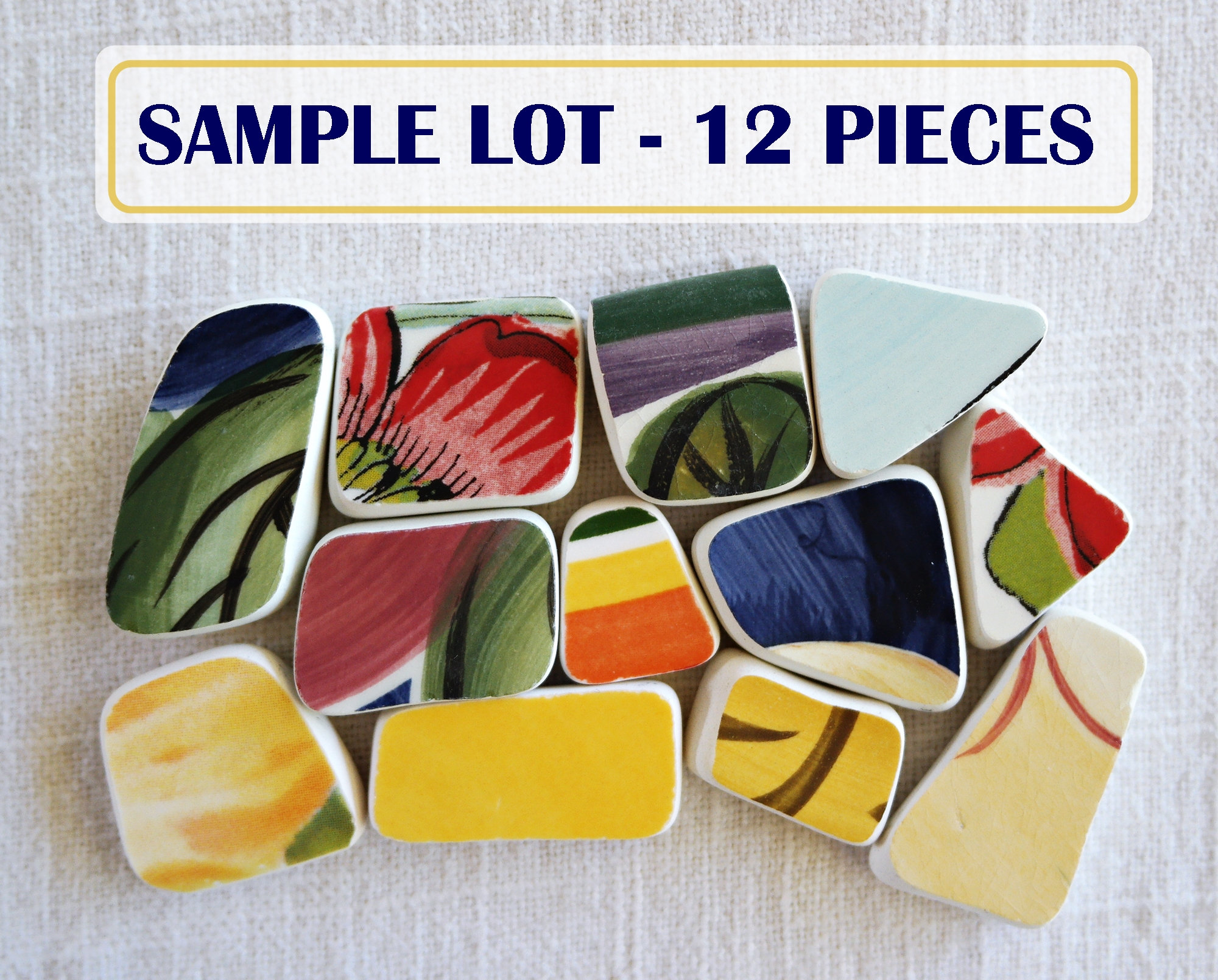 Rainbow Mix SEA POTTERY - Lots of 8-24 PIECES - Size 1/2" to 2" - Multi ...