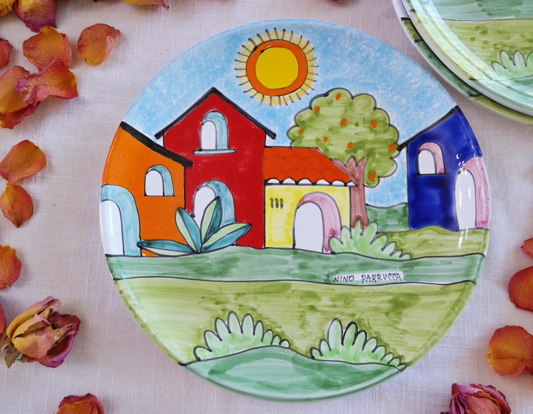 Nino Parrucca CERAMIC PLATE 10" - Hand Painted Italian Pottery ...