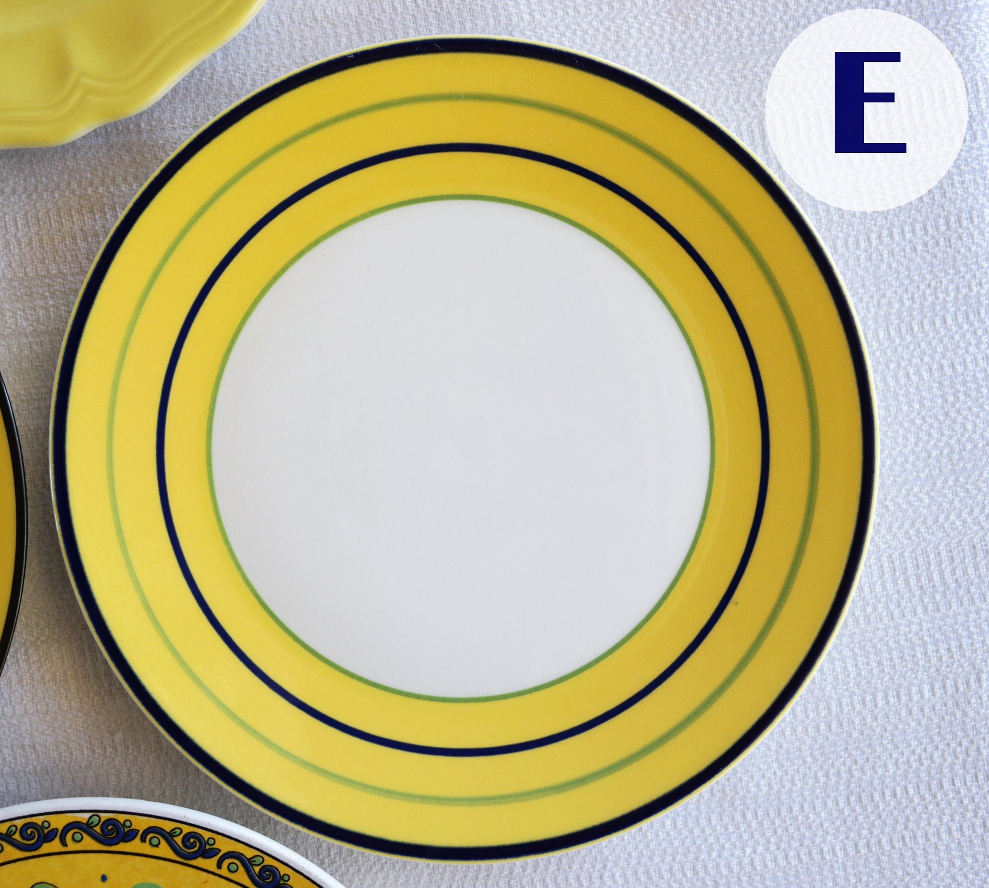 Mismatched China Breakfast Garden Tea Party Luncheon Yellow White SALAD ...