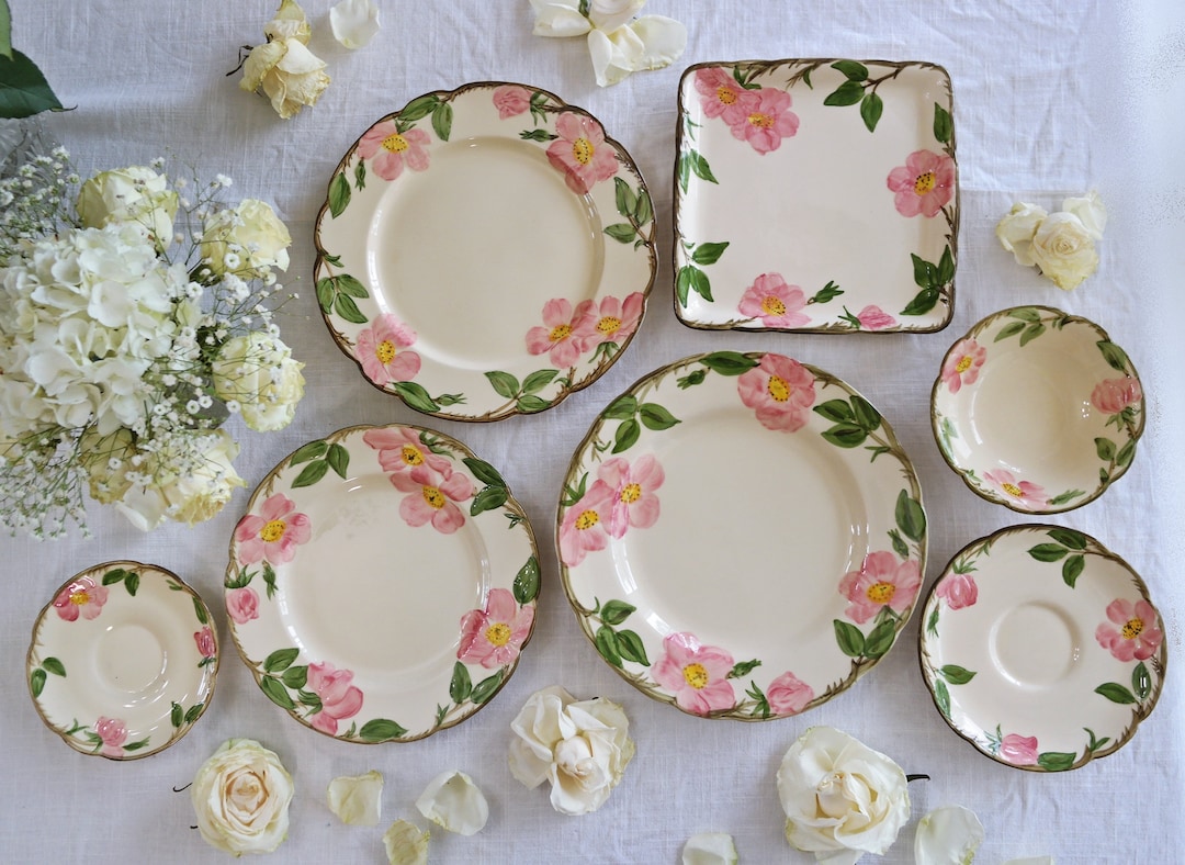 DESERT ROSE by Franciscan Ware - Dinner Salad Plates Bowl Saucers ...
