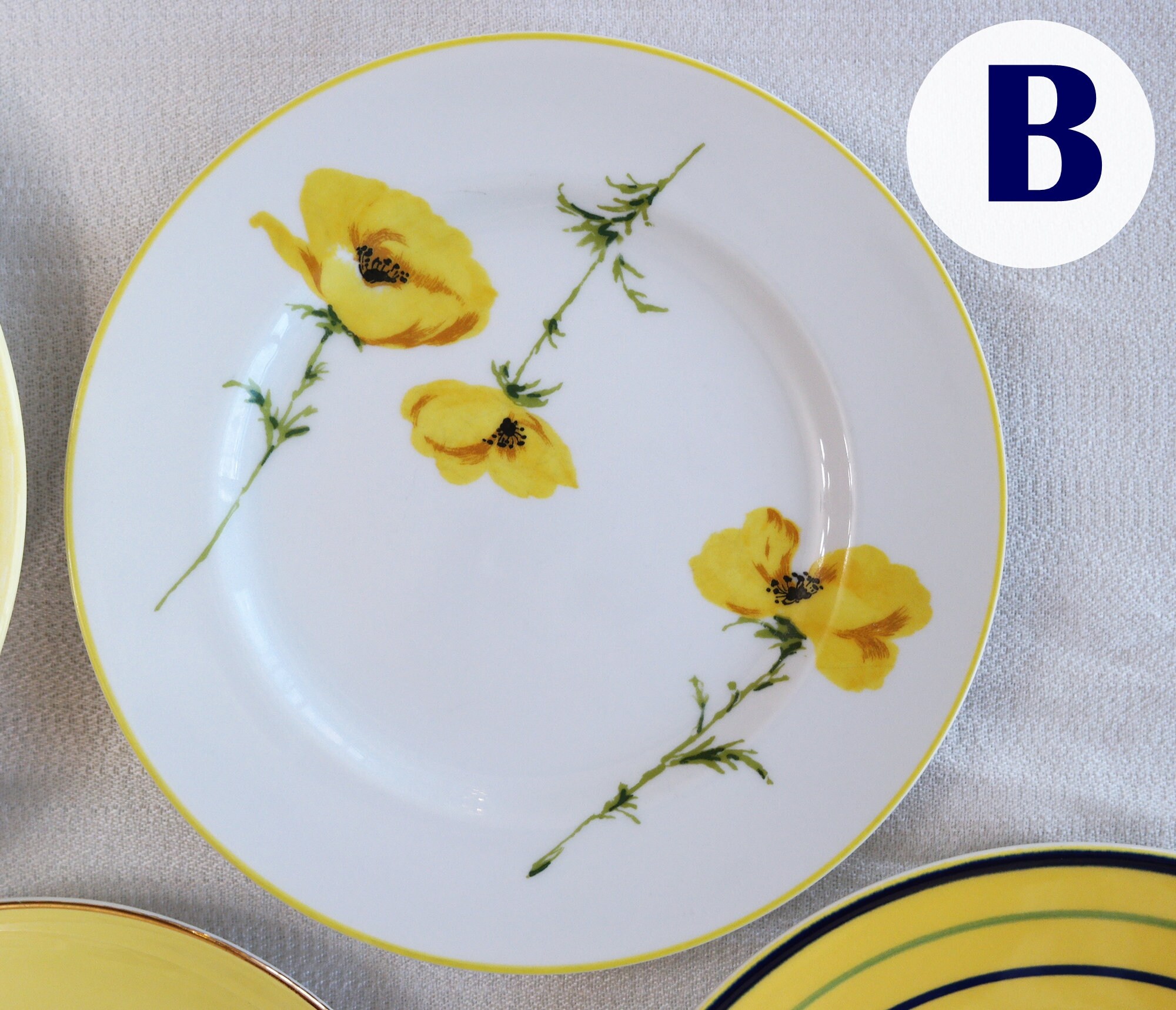 Mismatched China Breakfast Garden Tea Party Luncheon Yellow White SALAD ...