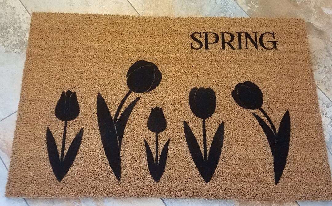 Spring Flowers Doormat / Welcome Mat / Tulip Doormat / Door Mat ...