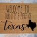 Welcome to Our Little Piece of Texas State Welcome Mat | Etsy