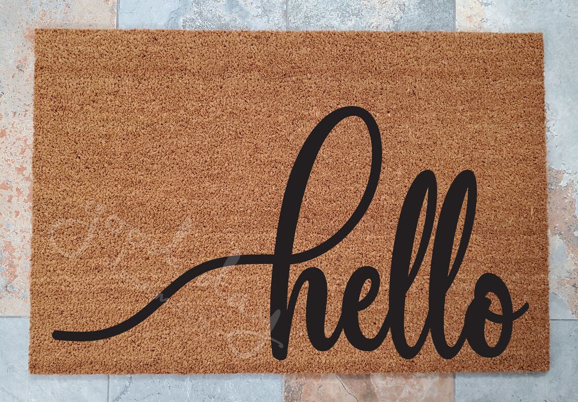Hello Doormat Hello Welcome Mat Custom Doormat Welcome Mat | Etsy