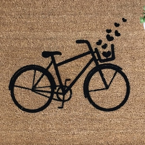 Bicycle With Hearts Doormat / Custom Doormats / Welcome Mat ...