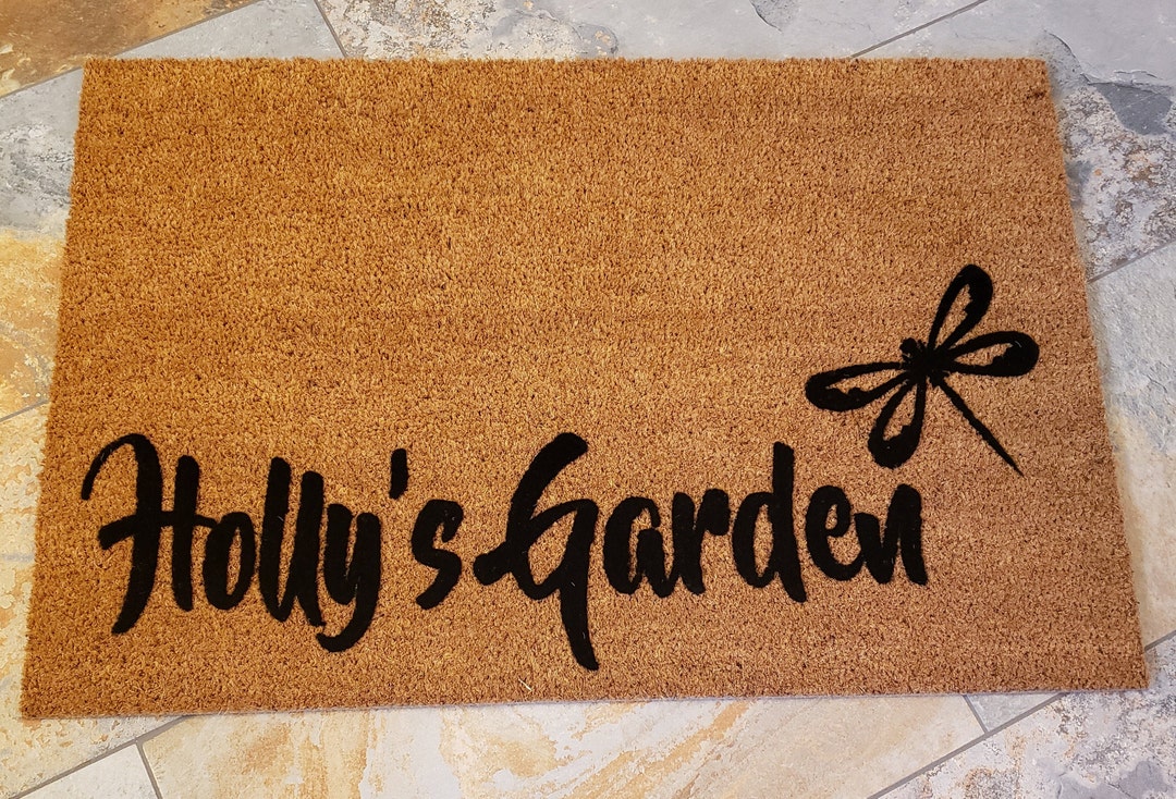 Dragonfly Coir Doormat: Personalized Garden Decor Welcome Mat - Etsy