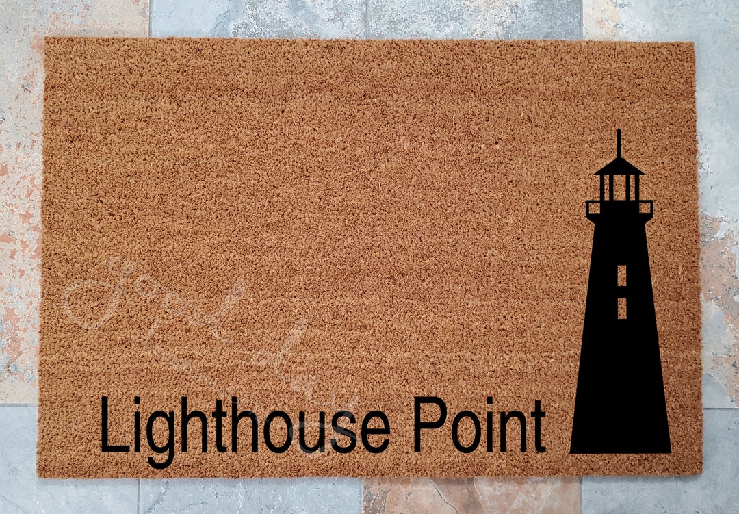 Lighthouse Coir Doormat: Personalized Beach Welcome Mat - Etsy