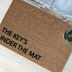 Key's Under the Mat Doormat / Funny Doormat, Custom Welcome Mat ...