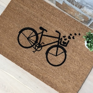 Bicycle With Hearts Doormat / Custom Doormats / Welcome Mat ...
