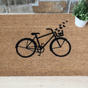 Bicycle With Hearts Doormat / Custom Doormats / Welcome Mat ...