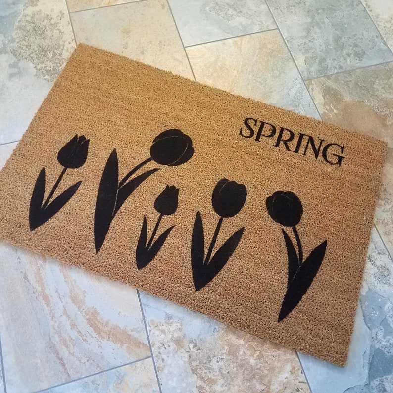 Spring Flowers Doormat / Welcome Mat / Tulip Doormat / Door - Etsy