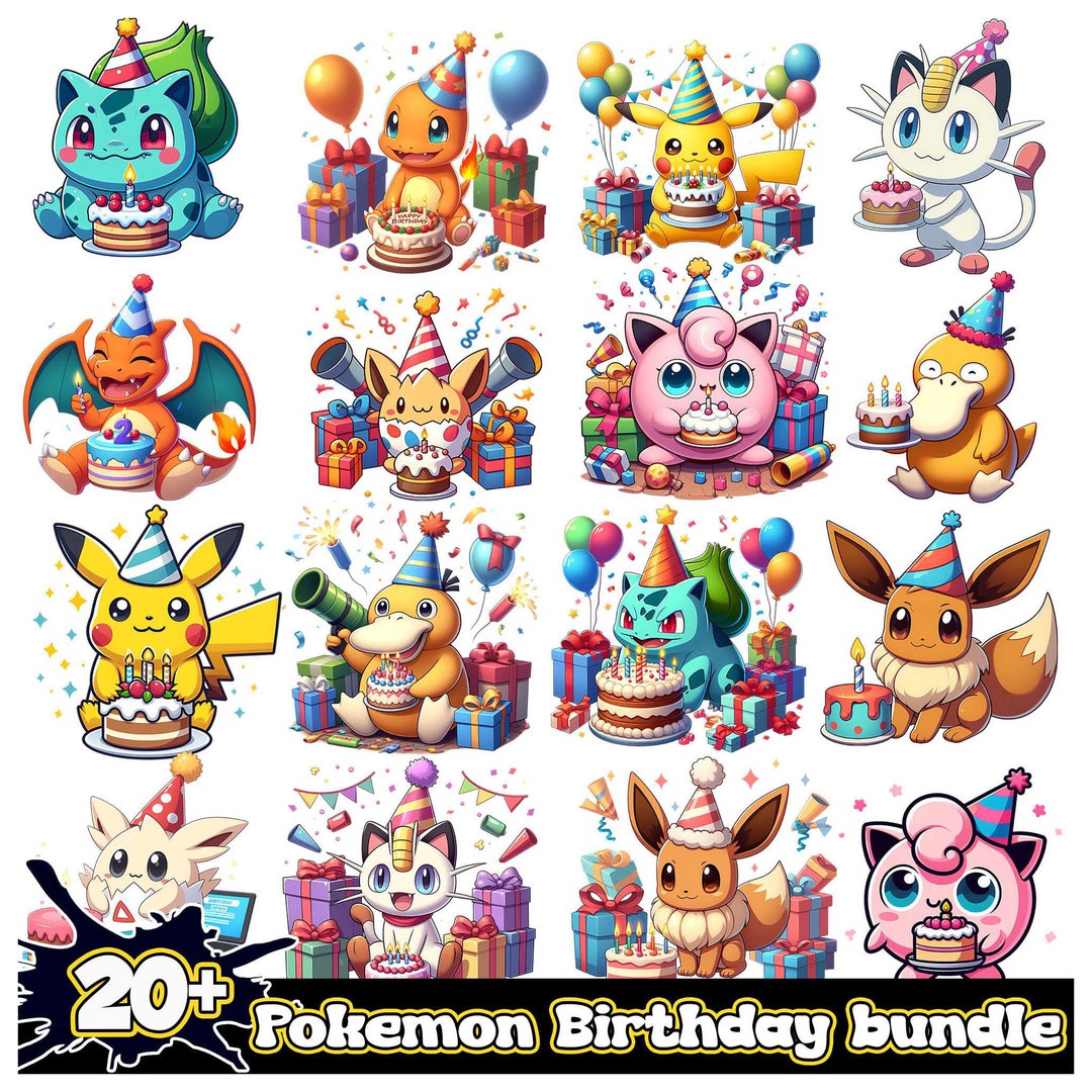 Pokemon Birthday PNG, Pikachu Birthday SVG, Pikachu Birthday Party ...