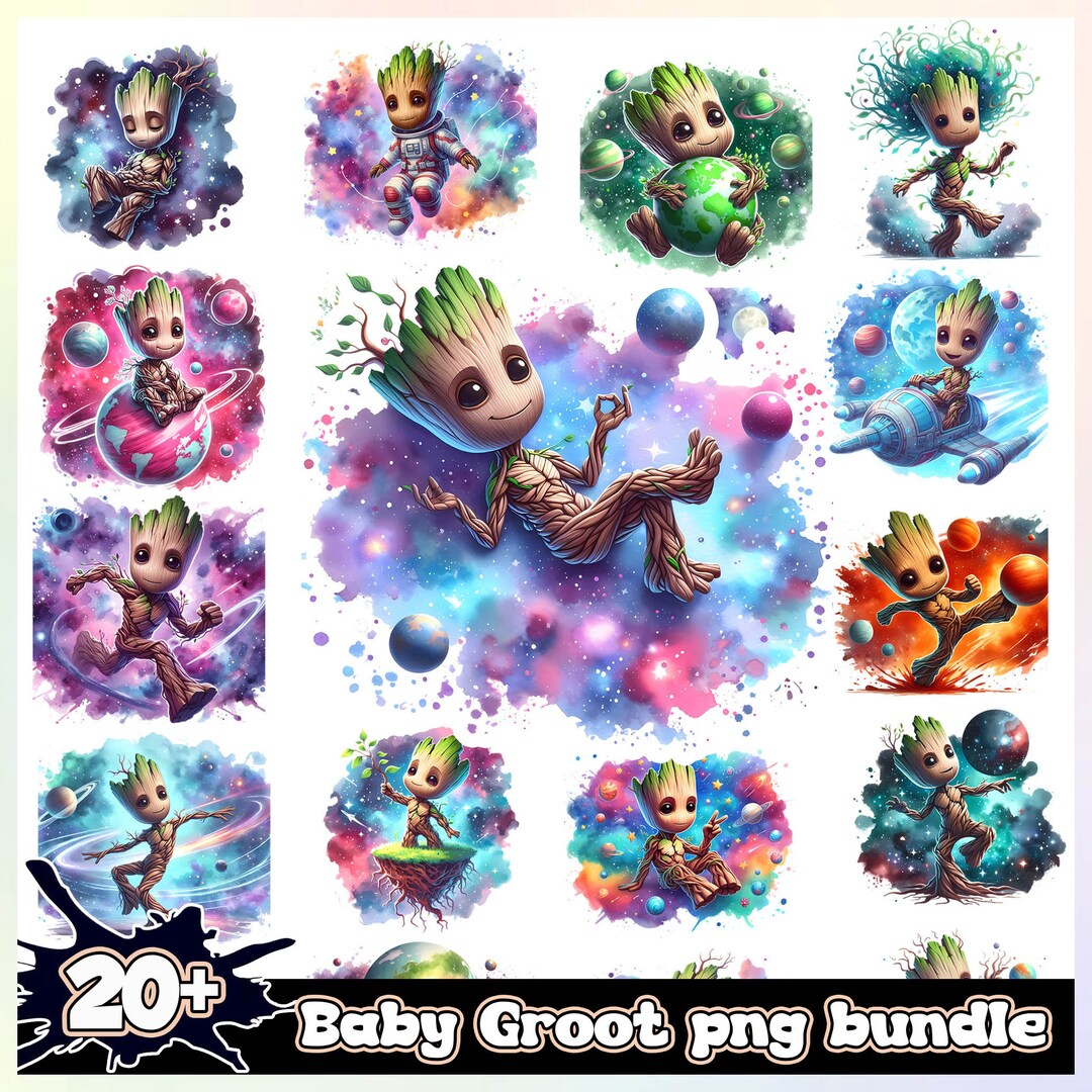 Watercolor Splash Cute Baby Groot Png Digital Images for Printing, T ...