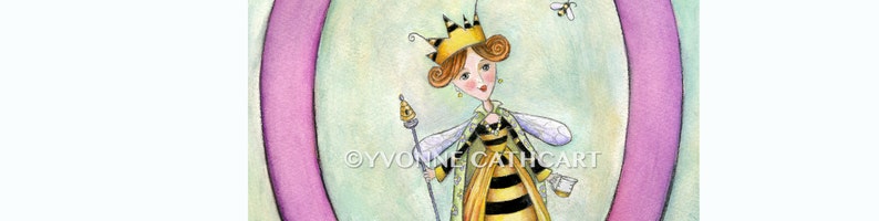Queen Bee Art Letter Q Print Alphabet Q Whimsical Print - Etsy