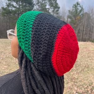 Red Black Green Crochet Rasta Loc Tam Pan African Flag RBG - Etsy