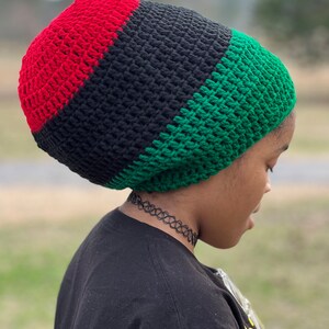 Red Black Green Crochet Rasta Loc Tam Pan African Flag RBG - Etsy