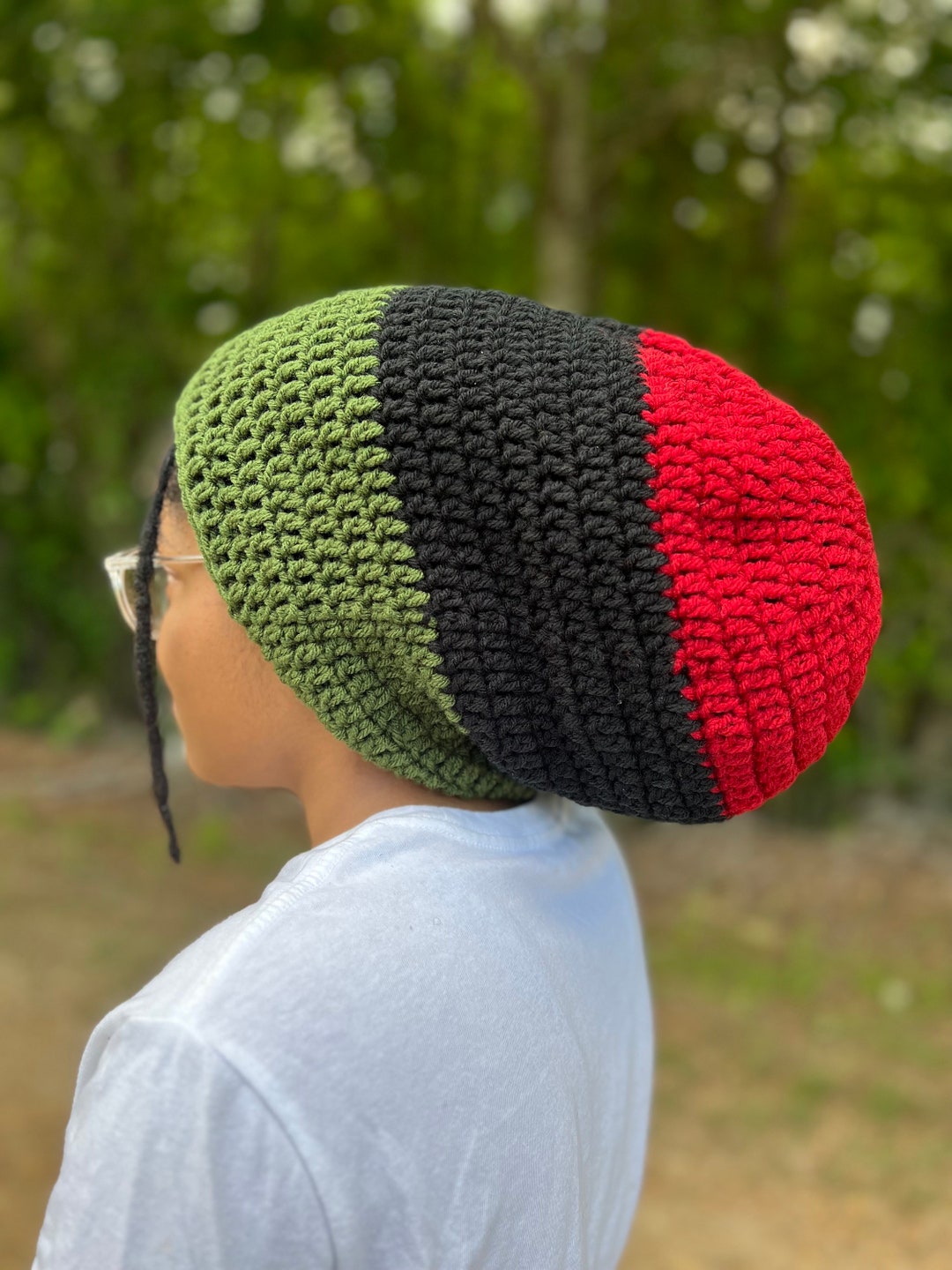 Red Black Green “earther” Crochet Loc Tam Pan African Flag - Etsy