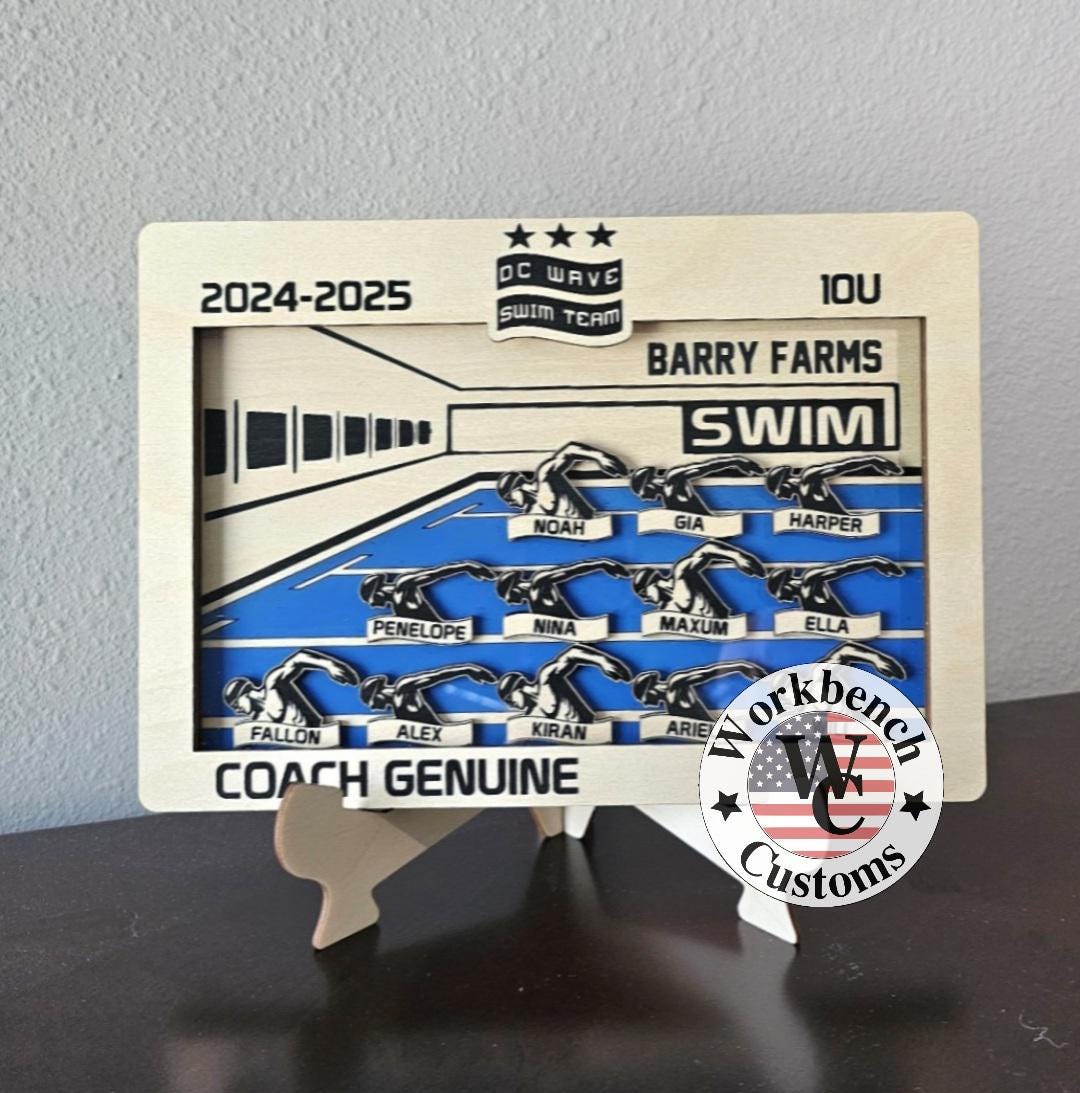 Personalized Swim Coach Gift - Custom Laser Engraved Wall Art - Team ...