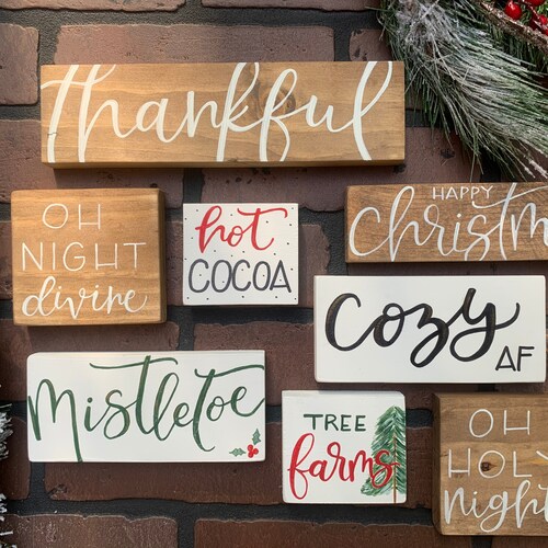 Mini Christmas Signs Rustic Holiday Mini Signs Christmas | Etsy