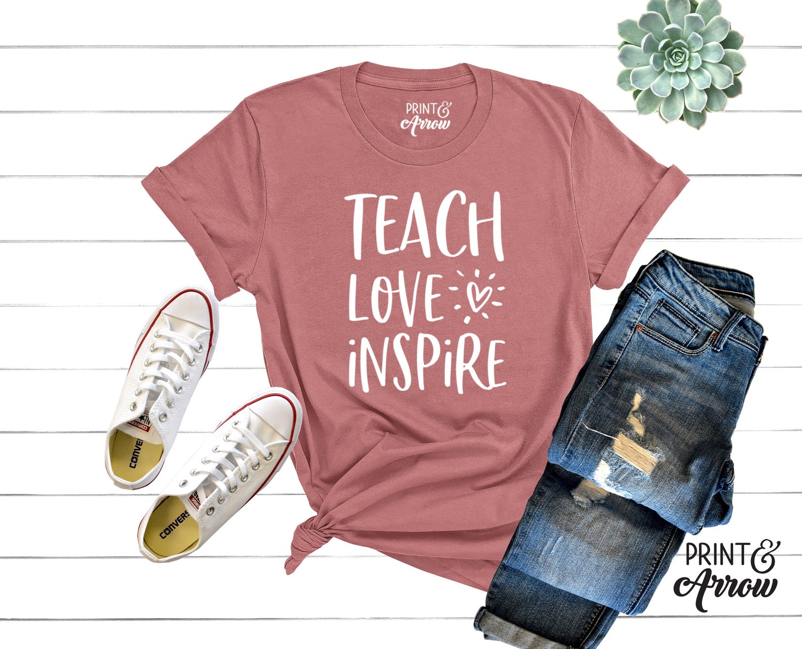 Teach Love Inspire Shirt, Teacher Gift, Teacher Shirt, Elementary ...