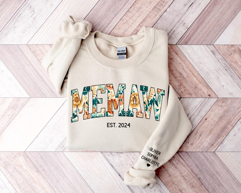 Custom Memaw Sweatshirt, Memaw Floral Sweatshirt, Personalized Memaw ...