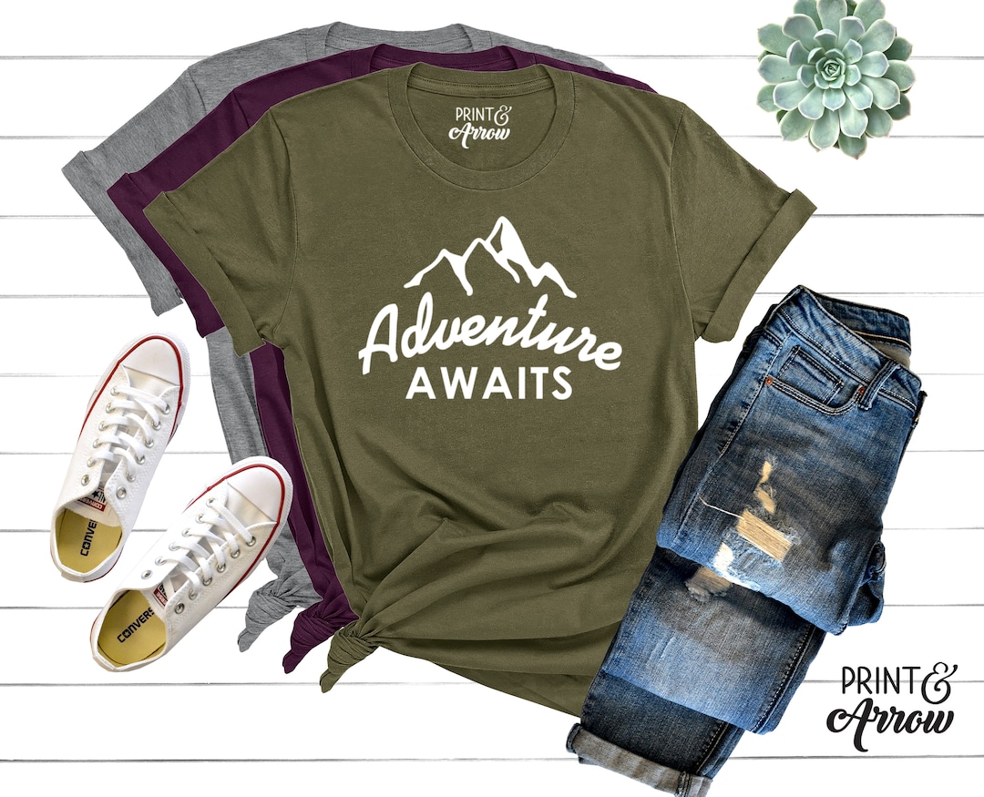 Adventure Awaits Shirt, Hiking Shirt, Backpacking Shirt, Mountains ...