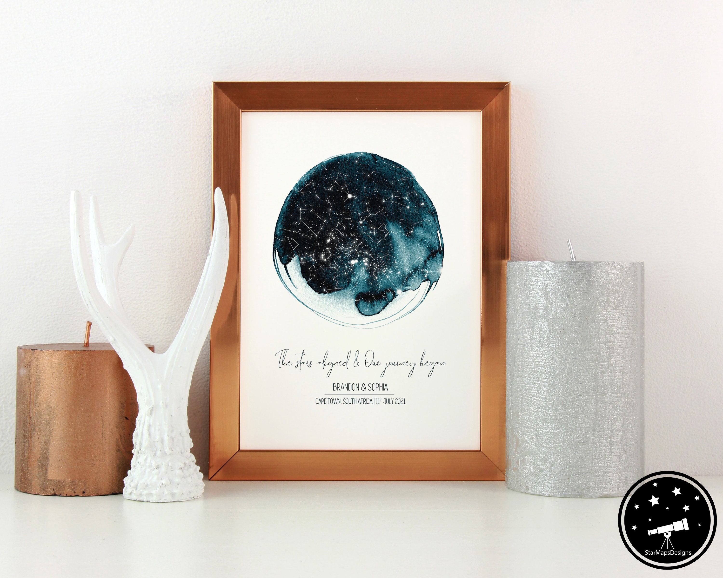 Stars on Wedding Night Custom Constellation Star Map by Date - Etsy