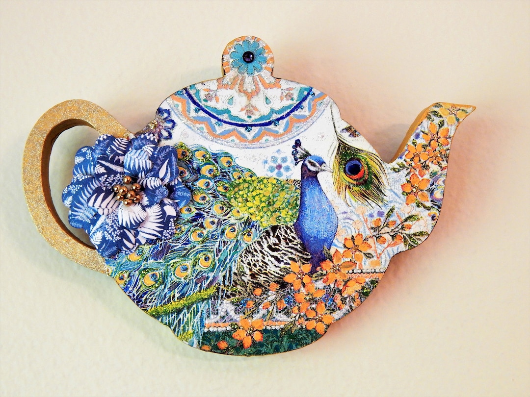 Teapot Wall Decor. Teapot Wall Art. Decorative Teapot. Decoupage. Shelf ...