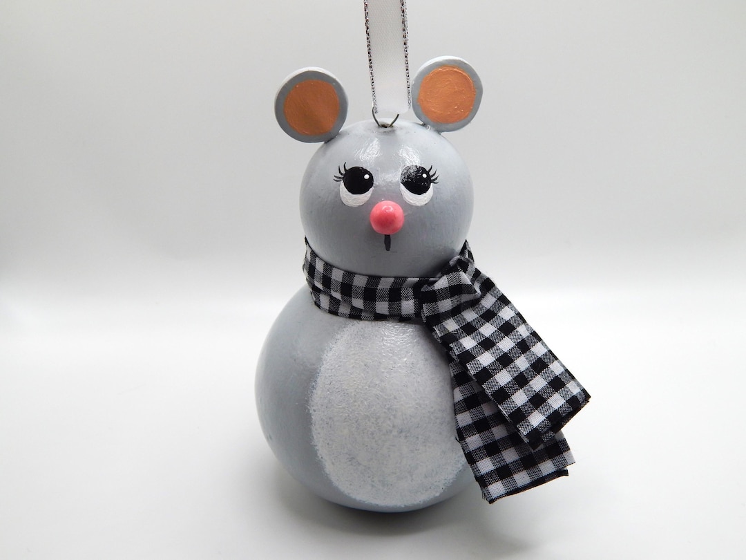 Gourd Mouse Christmas Ornament With Checkered Scarf - Etsy