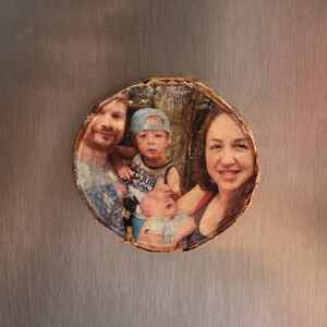 Personalized Photo Frame Magnet, Fridge Magnet Set, Wood Magnet Round ...