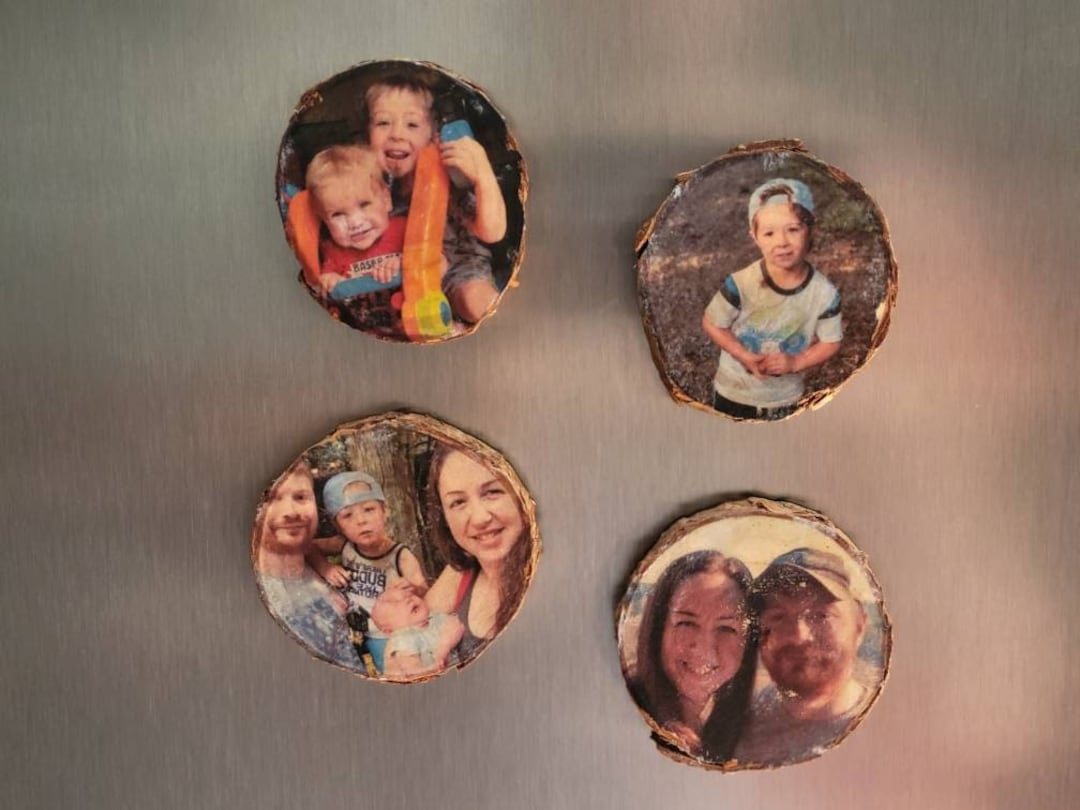 Personalized Photo Frame Magnet, Fridge Magnet Set, Wood Magnet Round ...