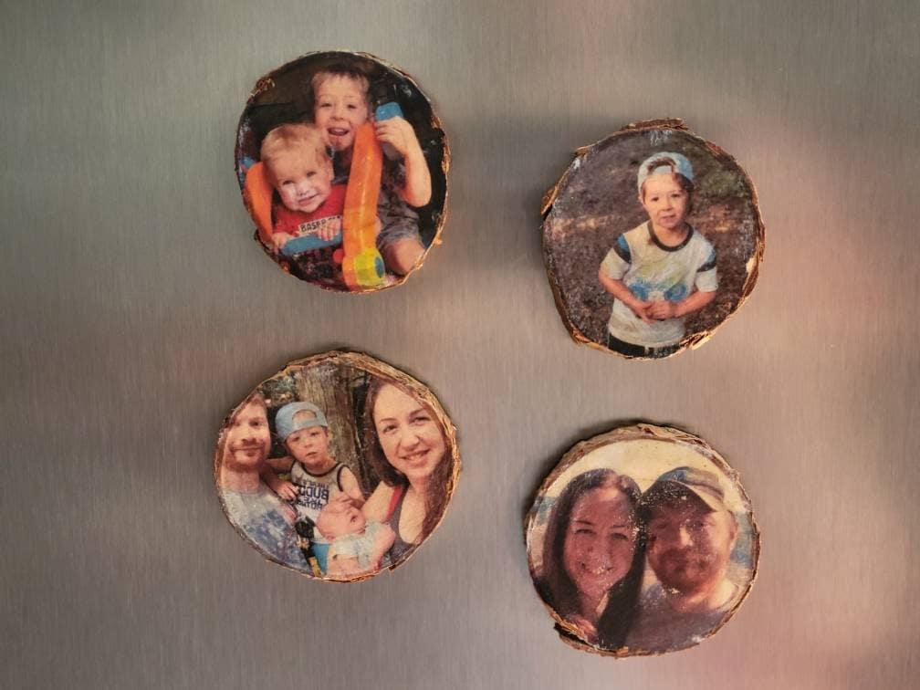 Personalized Photo Frame Magnet Fridge Magnet Set Wood - Etsy
