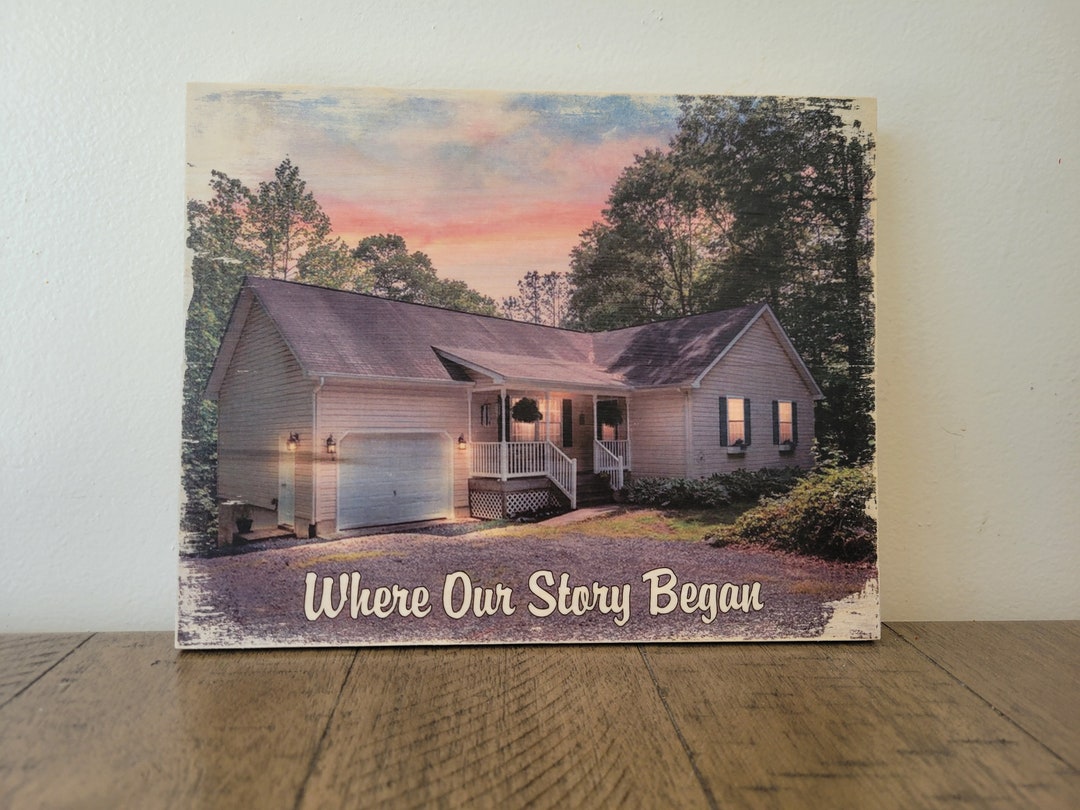 Personalized Wood Photo, House Portrait, Housewarming Gift, Realtor ...