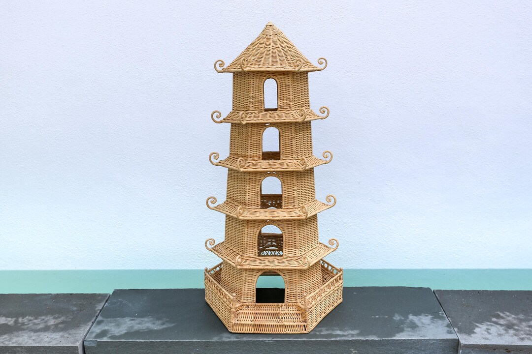 Large Wicker Pagoda Centerpiece: Tall Palm Beach Regency Table Decor - Etsy