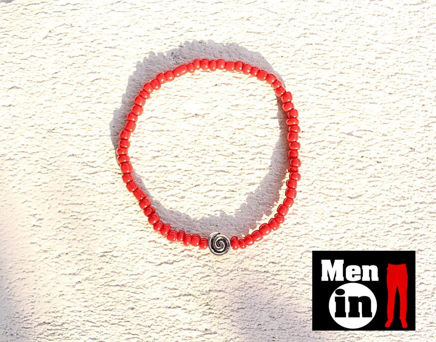 Mens Red Bracelet Men's Charm Bracelet Beaded Bracelet - Etsy UK