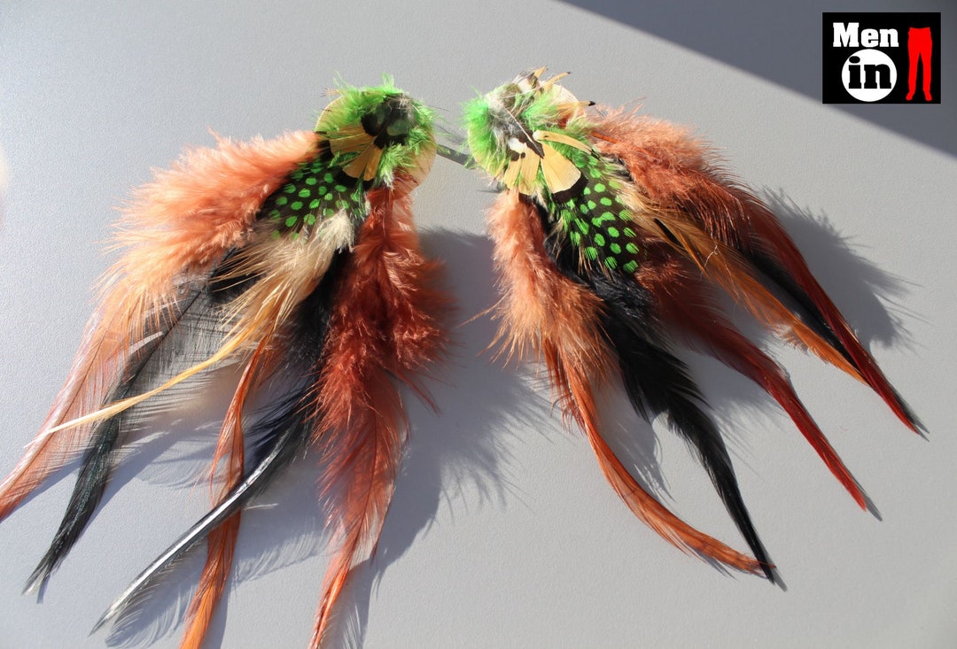 Natural Feather Earrings, Extravagant Earrings With Feather, Long ...