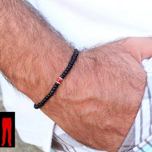 Mens Black Bracelet, Men's Beaded Bracelet, Men Minimal Bracelet, Men ...