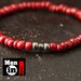 Red Slim Bracelet, Men Bracelet, Glass Beaded Bracelet, Friendship ...