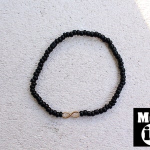 Men's Black Seed Bead Infinity Bracelet, Unisex Bangle - Etsy