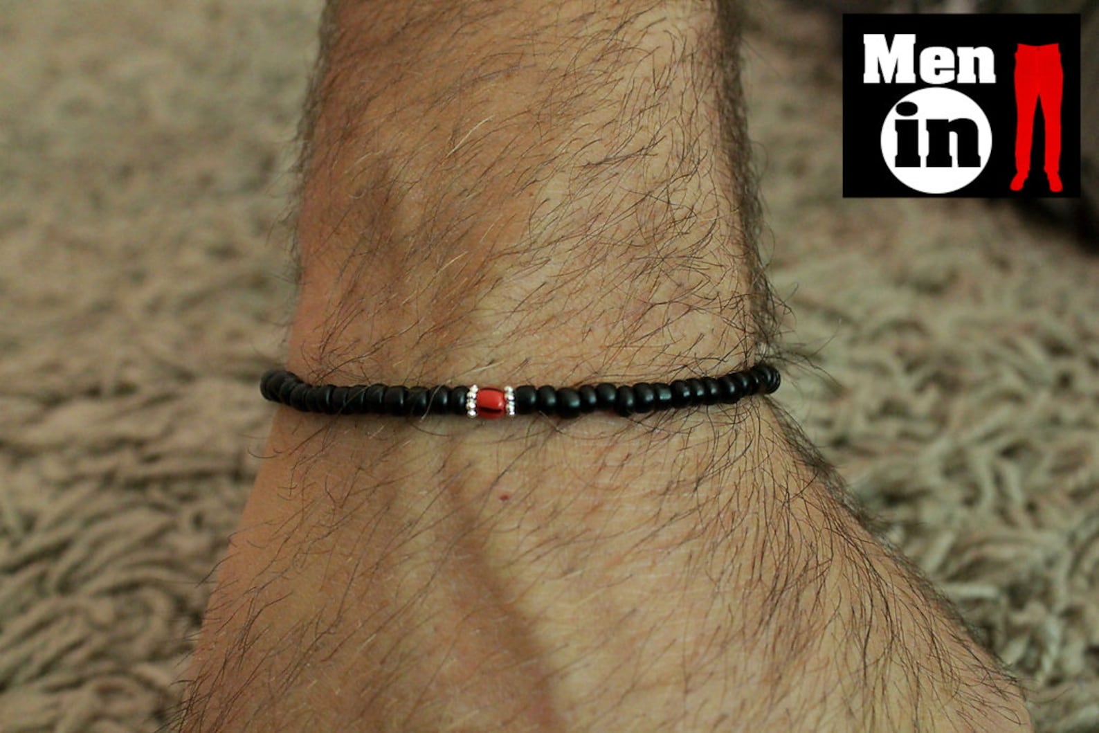 Mens Black Bracelet, Men's Beaded Bracelet, Men Minimal Bracelet, Men ...