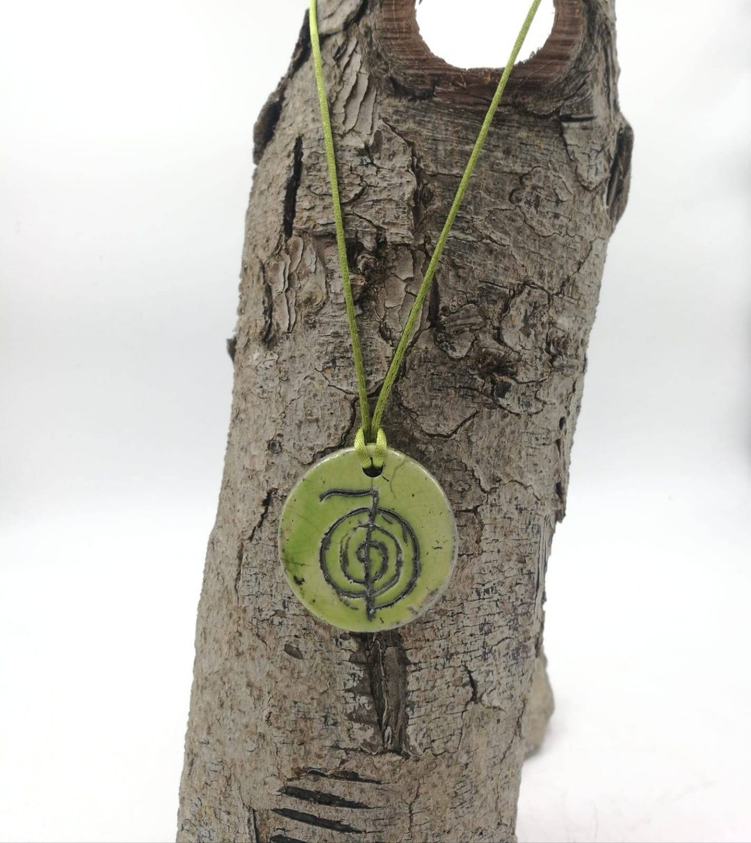 Raku Ceramic Pendant With Japanese Protection Symbol, Handmade, Unique ...
