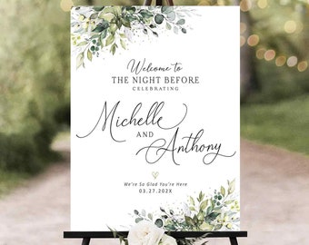 Rehearsal Dinner Sign, Greenery the Night Before Rehearsal Dinner ...