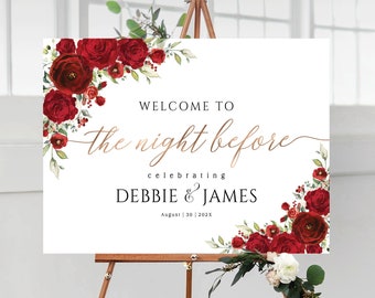 Rehearsal Dinner Sign, the Night Before Sign, Wedding Rehearsal Dinner ...