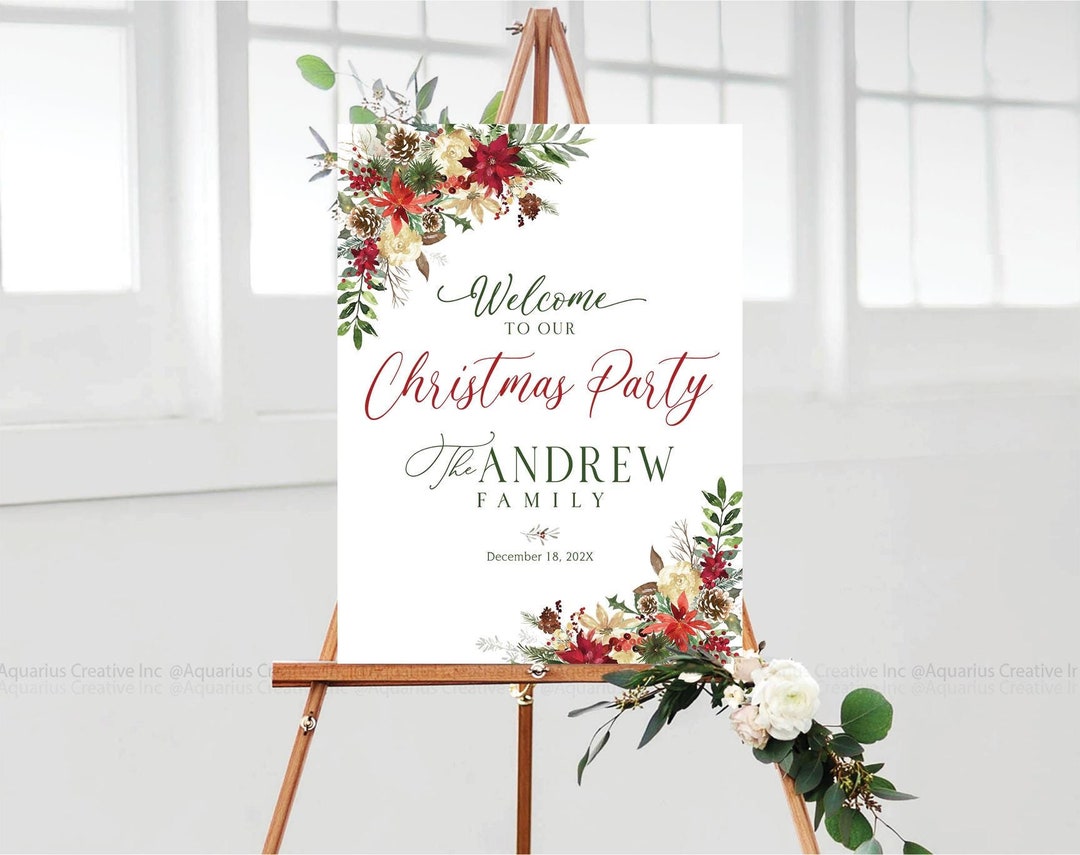 Christmas Party Sign, Christmas Party Decor, Christmas Party Welcome ...