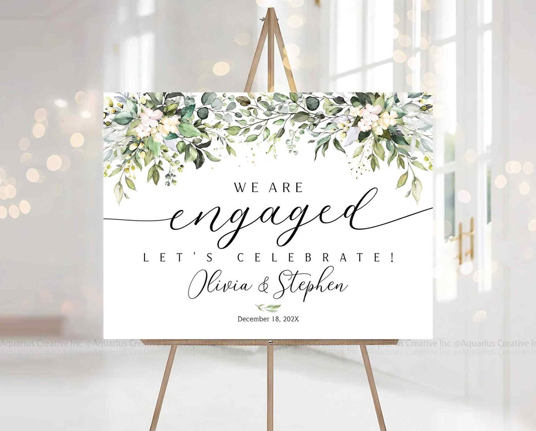 Engagement Welcome Sign, Engagement Sign, Greenery Eucalyptus Decor ...