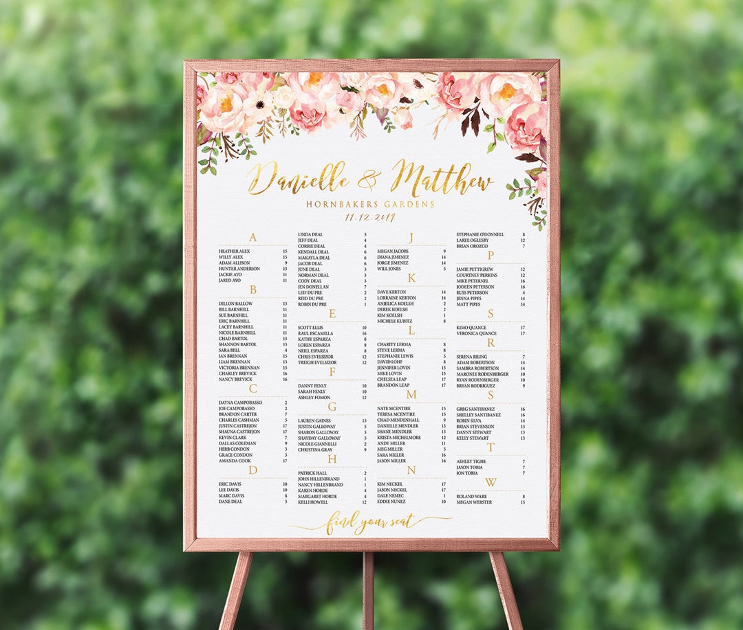 Seating Chart, Seating Chart Printable, Seating Chart Wedding, Wedding ...