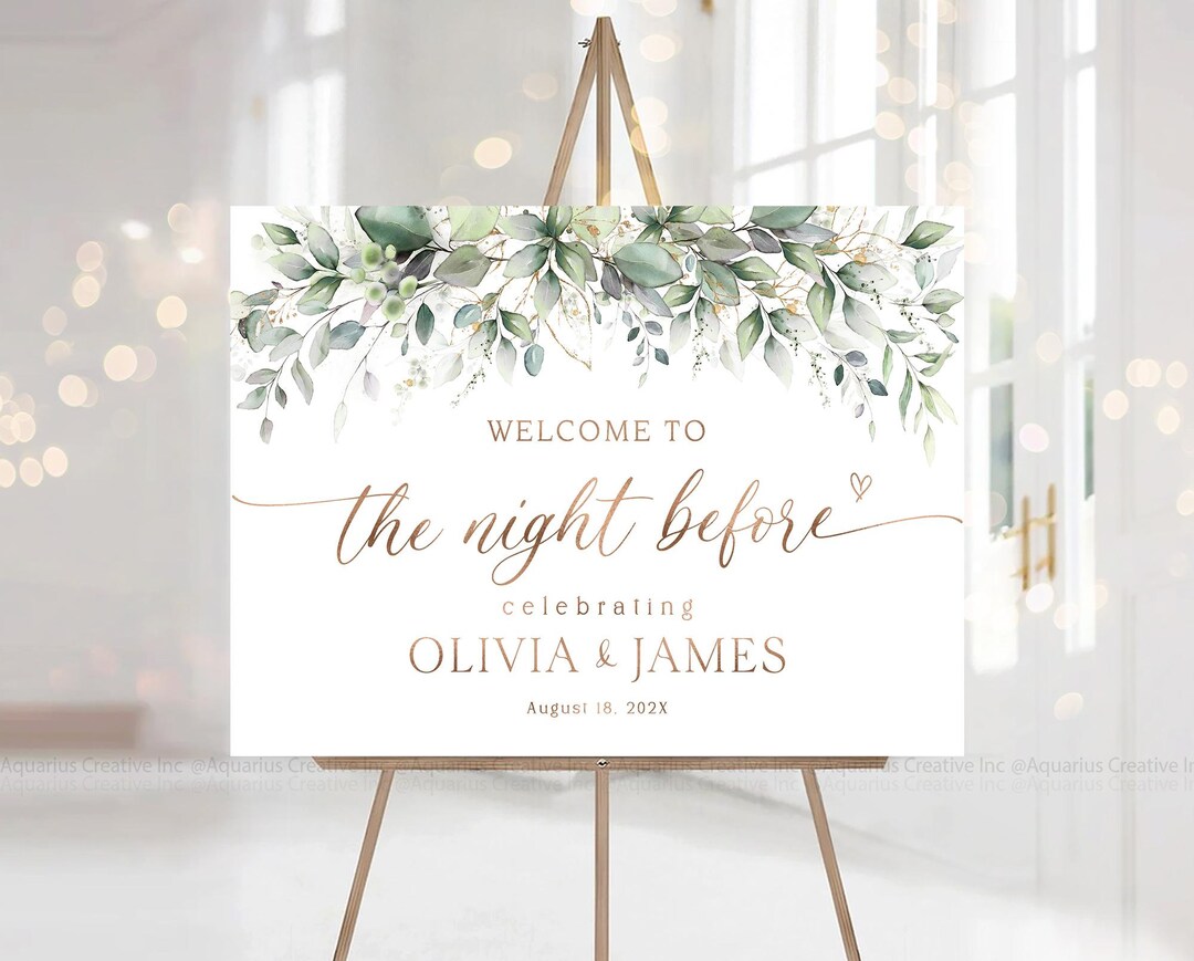Rehearsal Dinner Sign, the Night Before Sign, Wedding Rehearsal Dinner ...