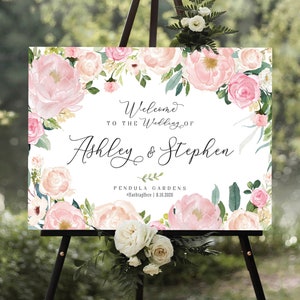 Wedding Sign, Wedding Welcome Sign, Blush and Ivory Wedding Sign ...
